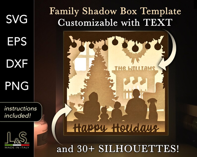 Family Shadow Box Svg Cricut Customizable Svg Shadowbox Art - Etsy
