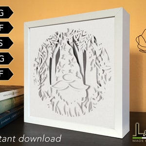 Autumn Gnome Shadow Box Svg, Paper Cut Fall Light Box Svg, 3D Layered ...