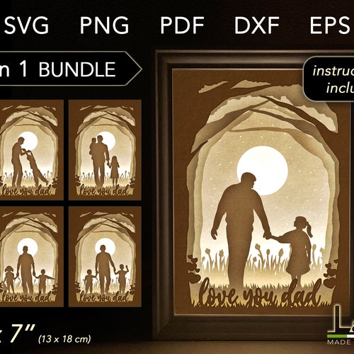 Dad and Kids Shadow Box Template 5 in 1 Light Box for - Etsy