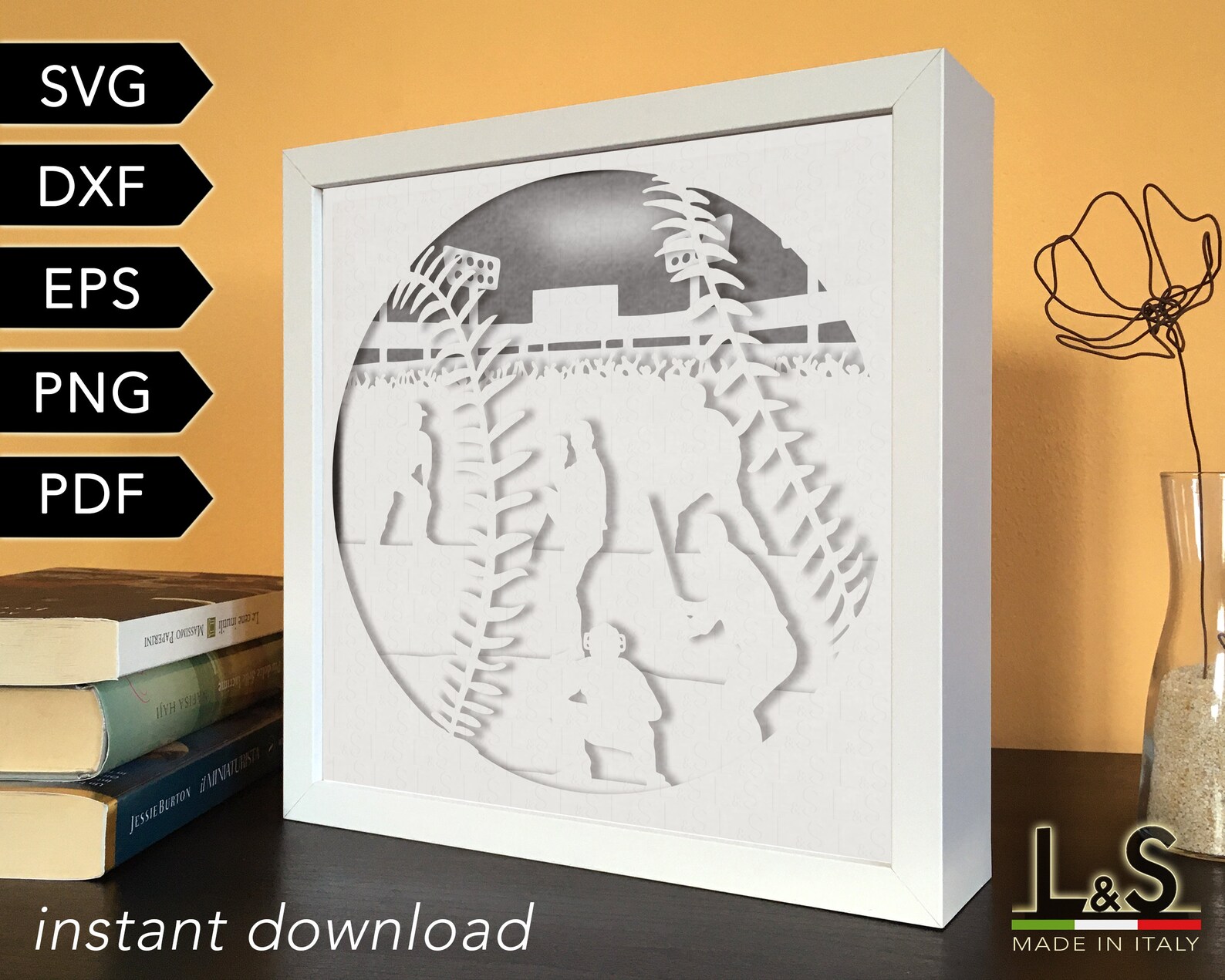 3D Layered Baseball Shadow Box Svg, Lighted Shadow Box Template, 3D ...