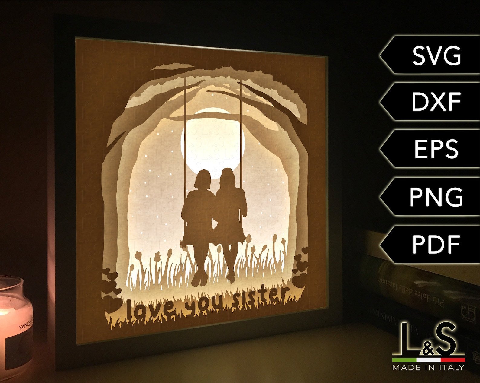 Sisters Shadow Box Template 3D Light Box Svg Lighted Shadow - Etsy