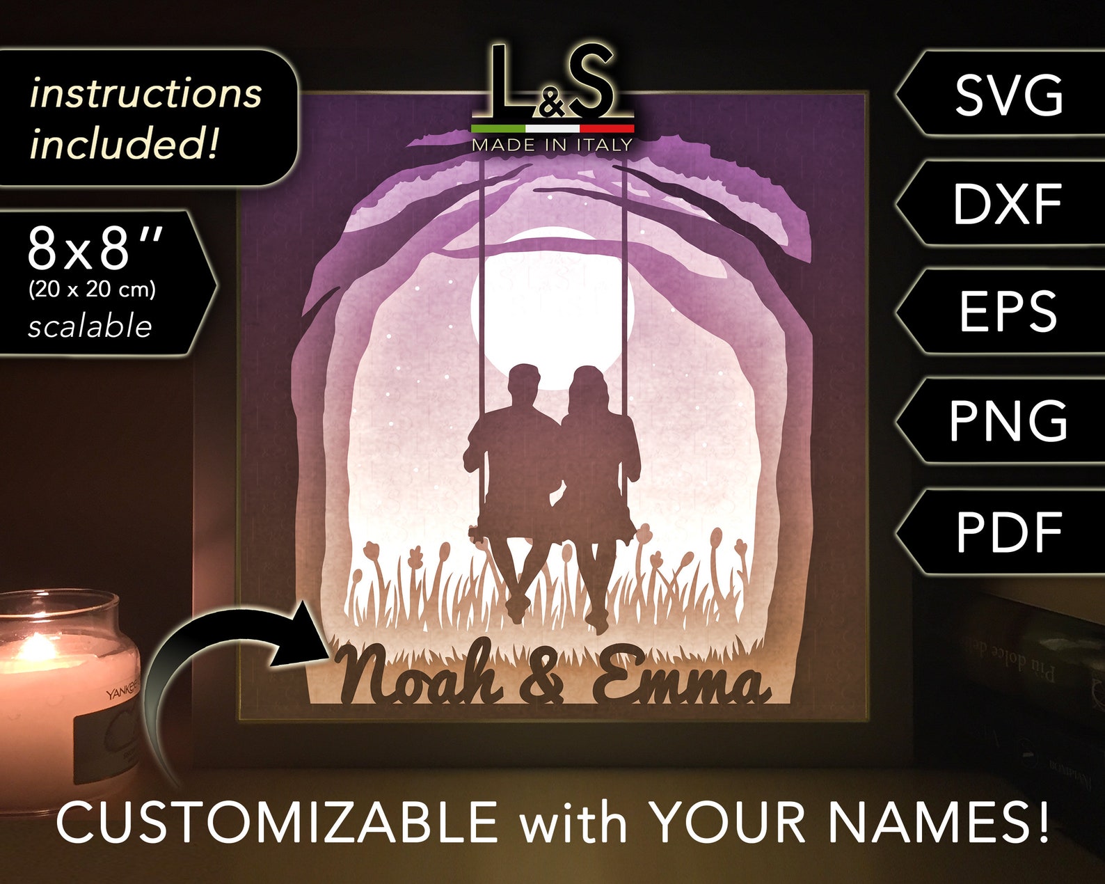 Customizable Couple Shadow Box Template, Anniversary Shadow Box Svg ...