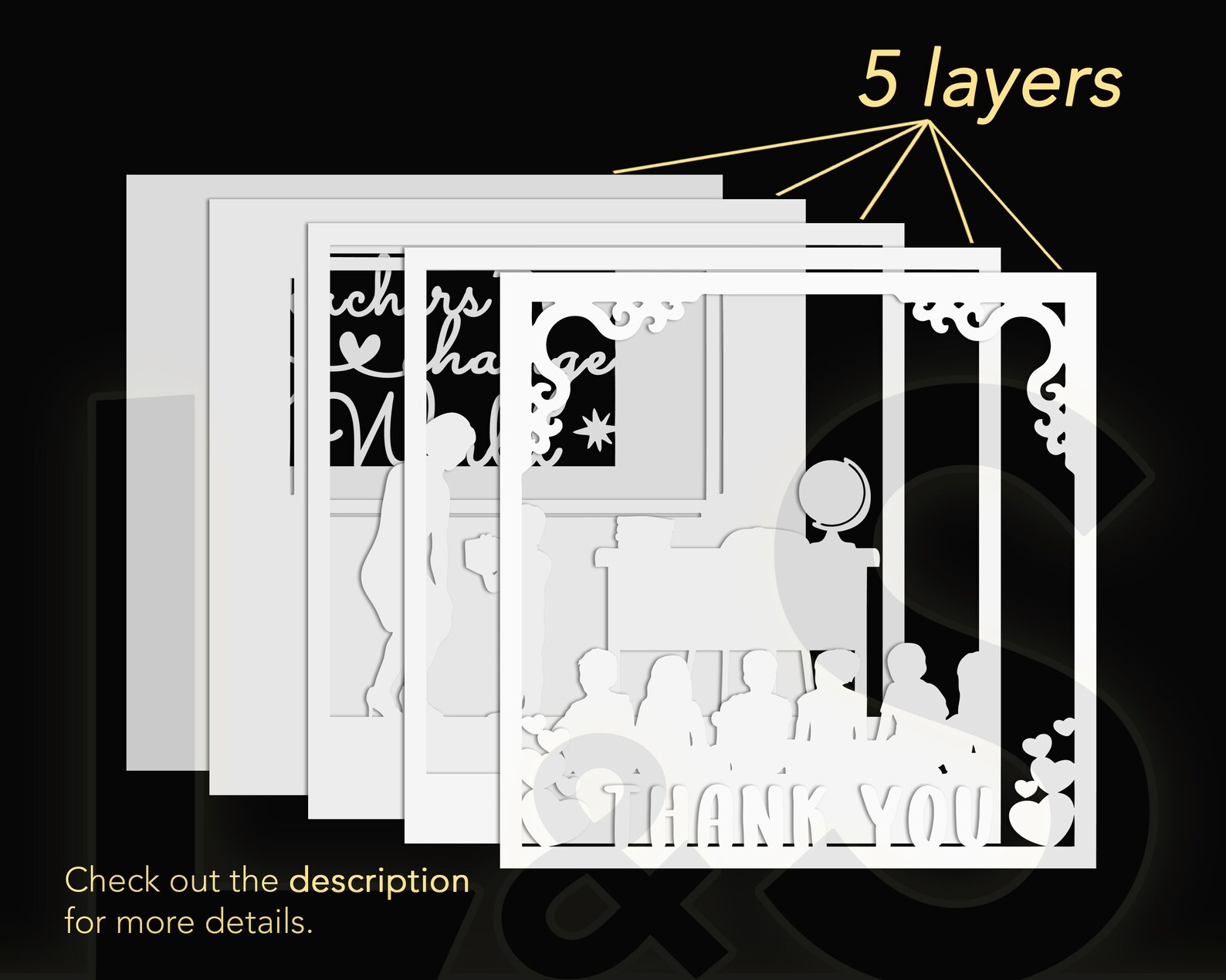 Layered Teacher Shadow Box Template Light Box Svg File 3D | Etsy