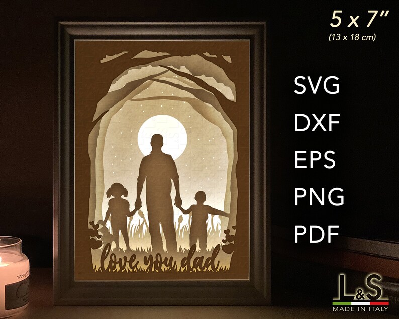 Dad and Kids Shadow Box Template 5 in 1 Light Box for - Etsy