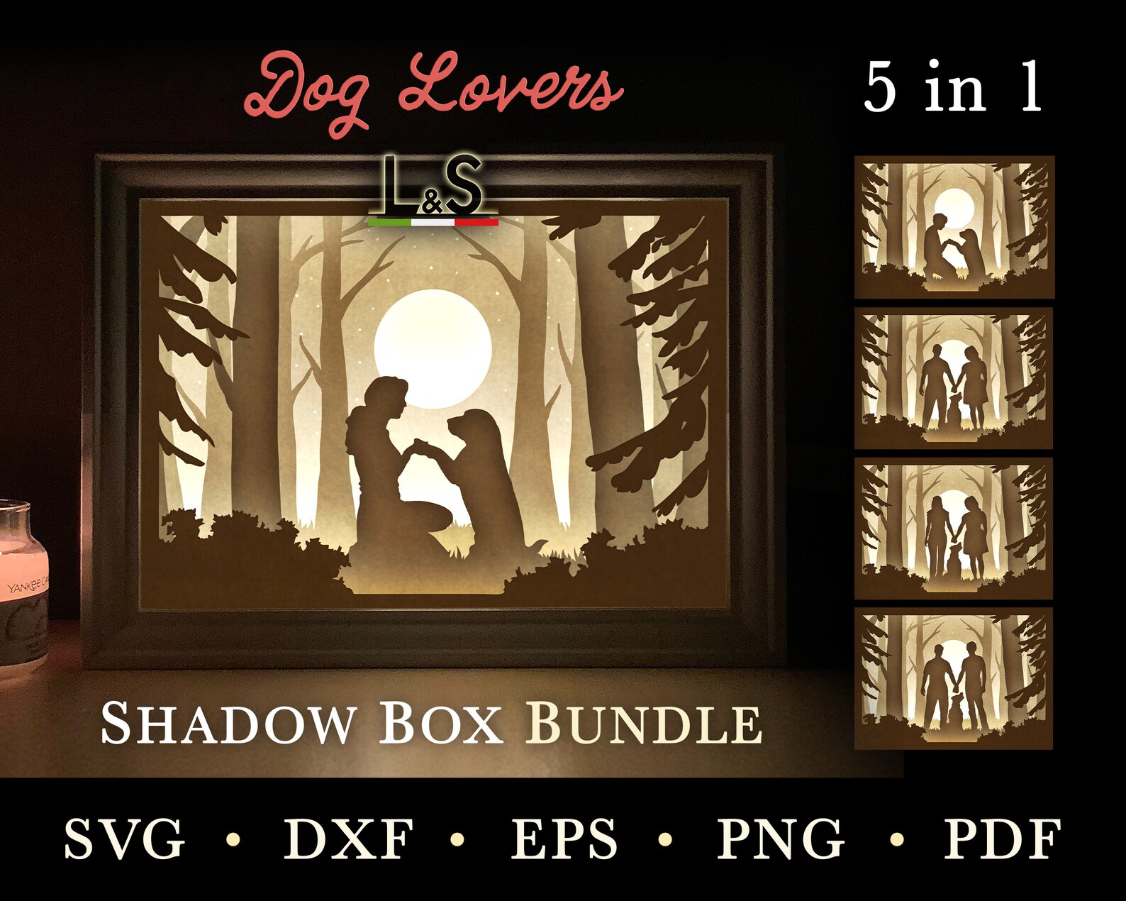 Dog Shadow Box Svg Bundle Layered Light Box Svg Files for - Etsy