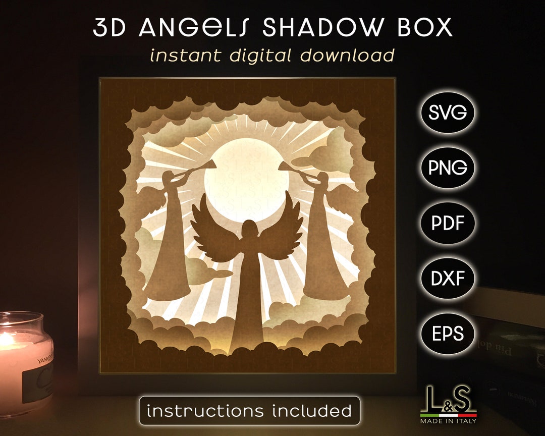 Angel Shadow Box Svg Files for Cricut, Memorial Shadowbox Svg, Heaven ...