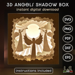Angel Shadow Box Svg Files for Cricut, Memorial Shadowbox Svg, Heaven ...