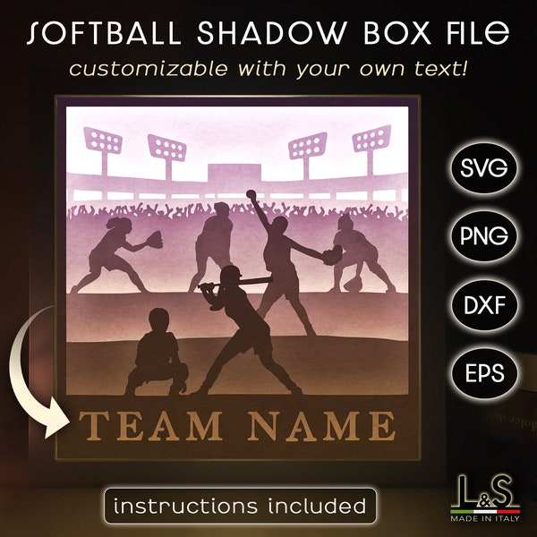 Softball Shadow Box Svg - Etsy