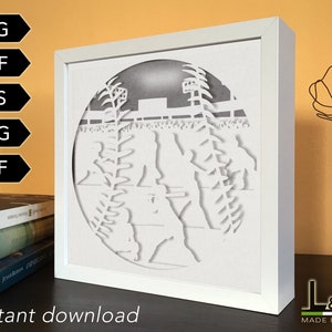 Softball Shadowbox Svg, Layered Sports Shadow Box Svg Files for Cricut ...