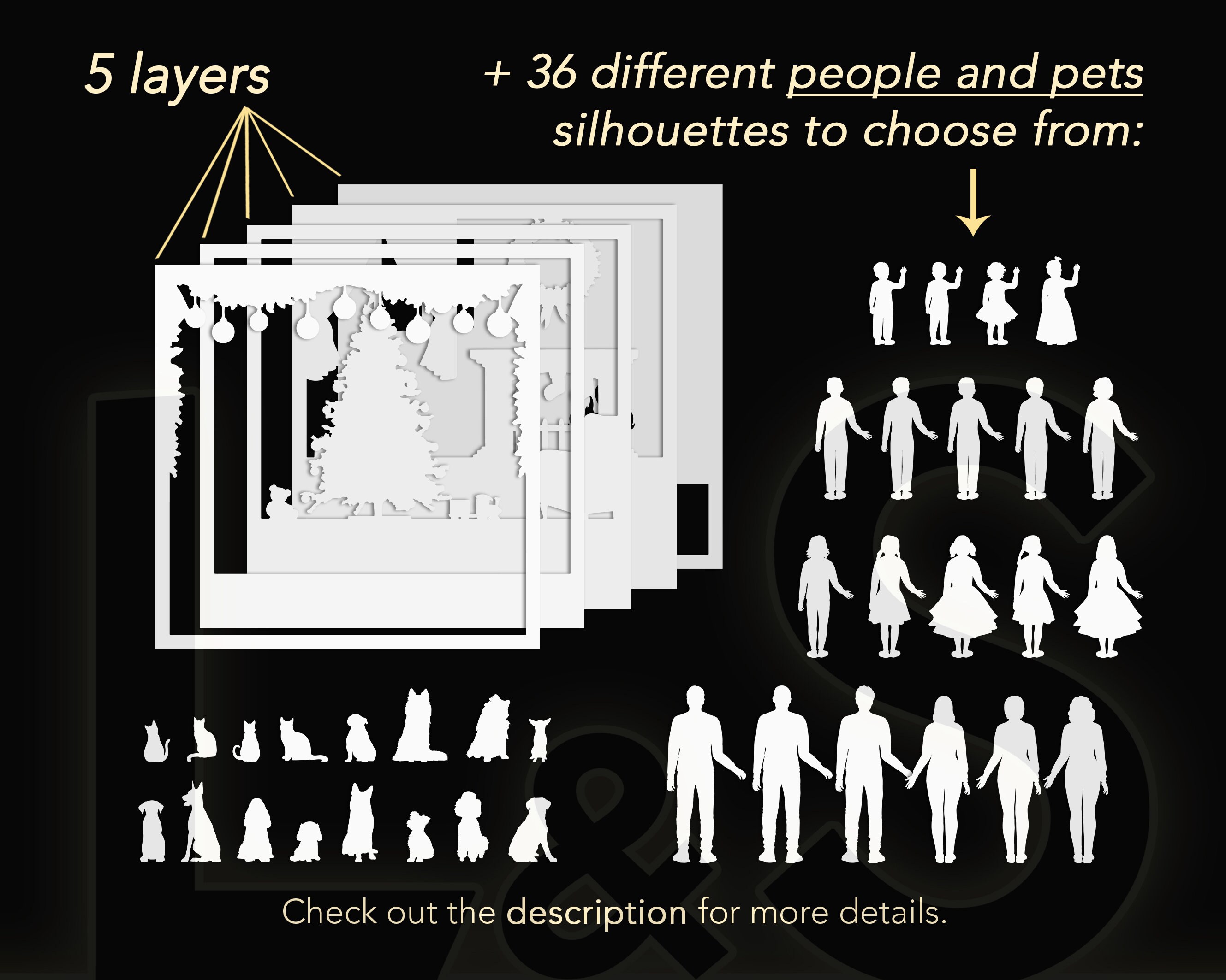 Customizable Family Shadow Box Svg for Christmas, Christmas Light Box ...