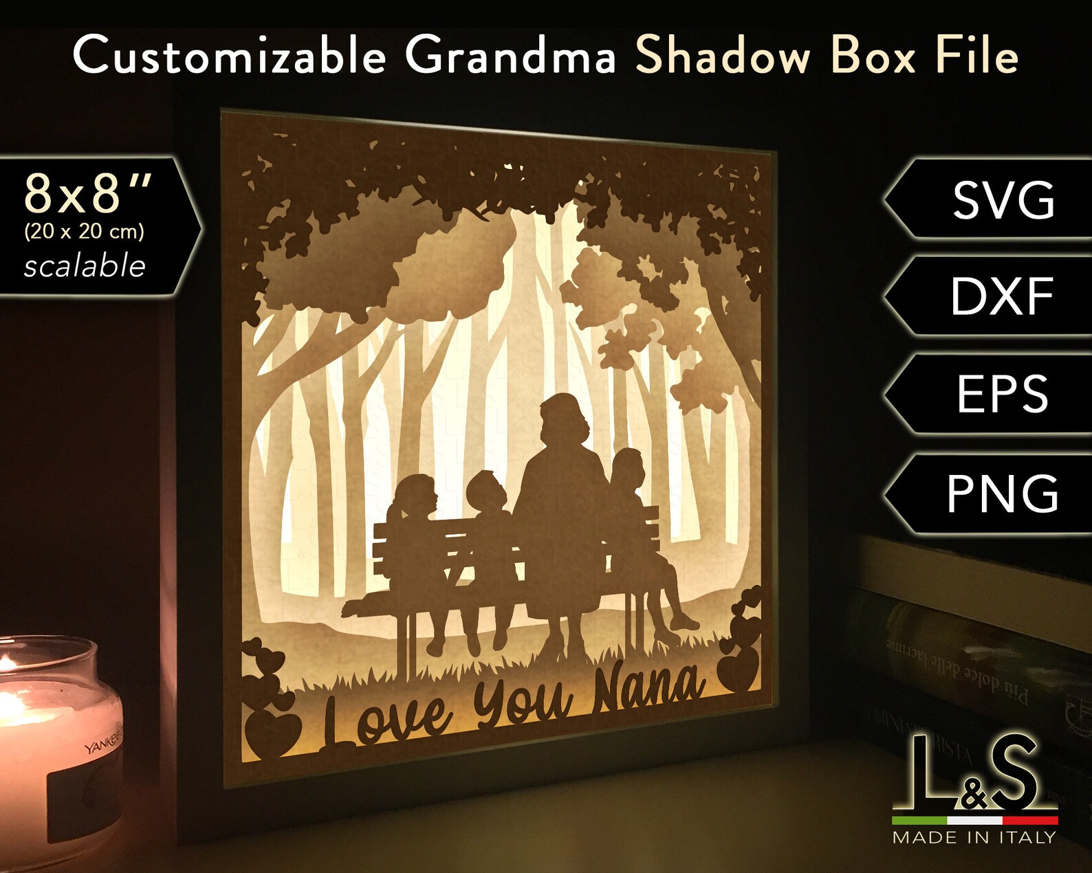 Customizable Grandma Shadow Box Svg Cricut, Layered Mothers Day ...