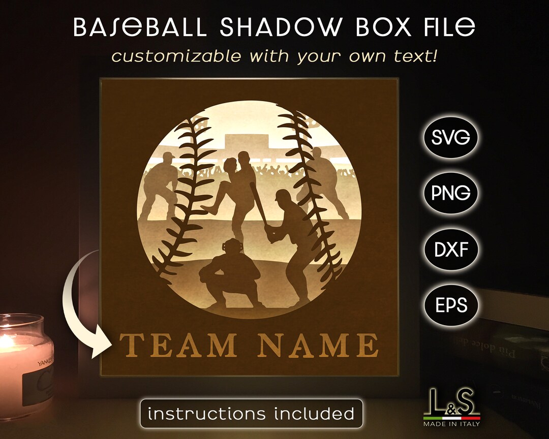Customizable Baseball Shadow Box Svg Cricut, Sports Shadowbox Art, 3D ...