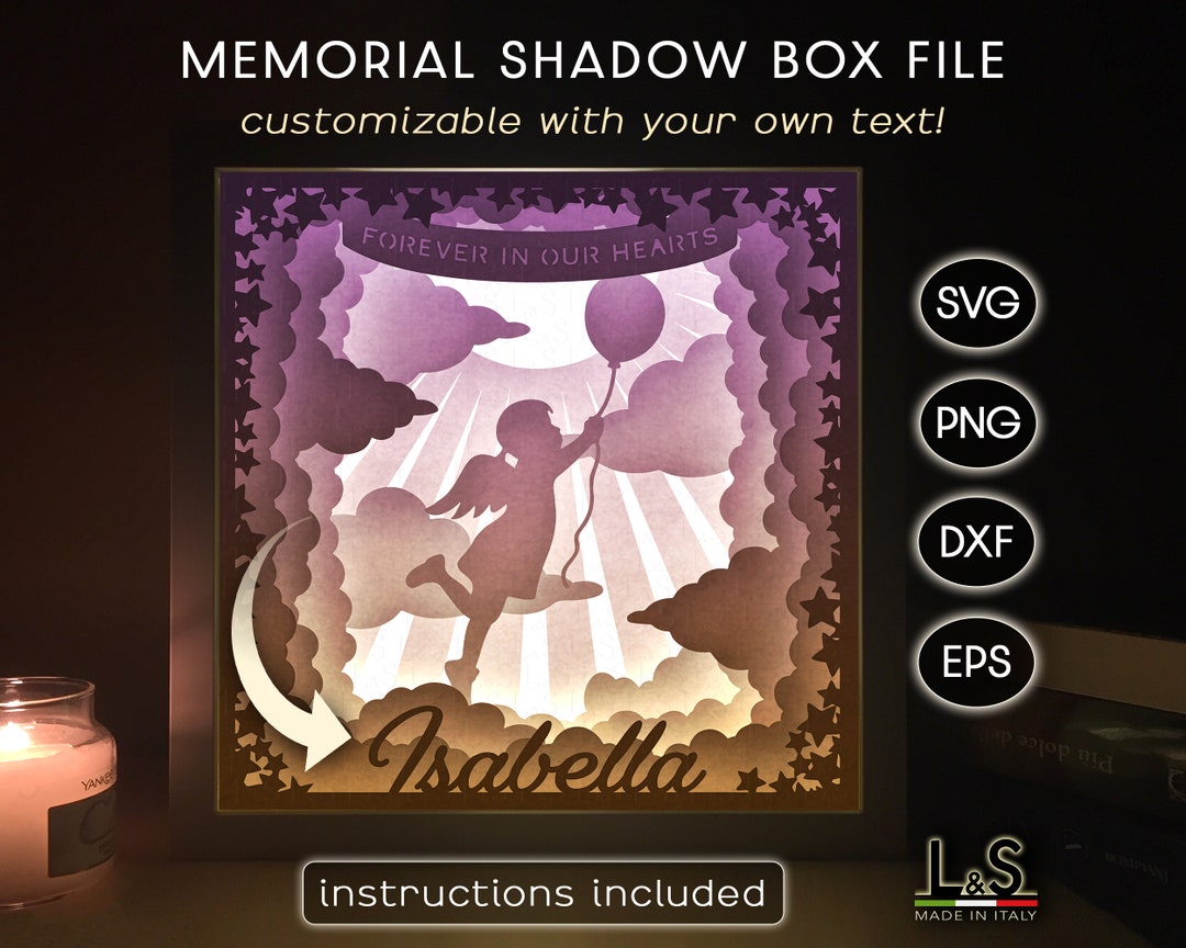 Daughter Memorial Shadowbox Svg, Customizable Baby Memorial Shadow Box ...