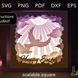 Easter Shadow Box Svg Bundle, 3D Layered Easter Light Box Svg, Lighted ...