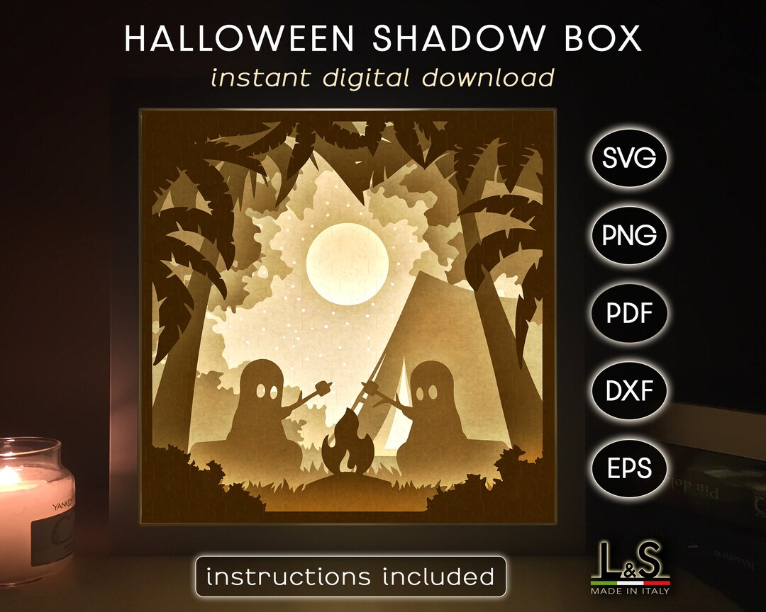 Ghost Shadow Box Svg Cricut, Halloween Light Box Svg, Halloween ...