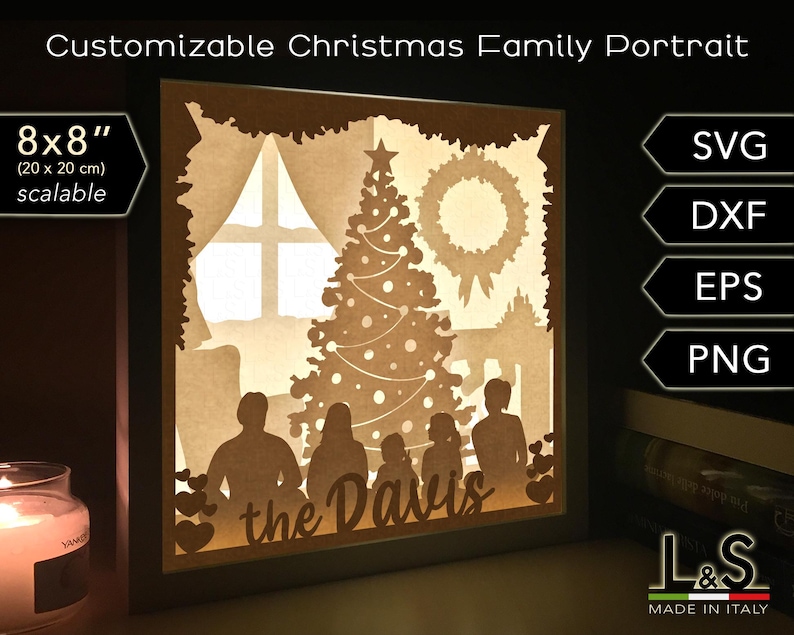 Customizable Family Shadow Box Svg Bundle, Christmas Shadowbox Template ...