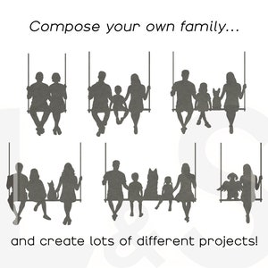 Sitting Family Clipart Bundle, Customizable Family Portrait With Pets ...