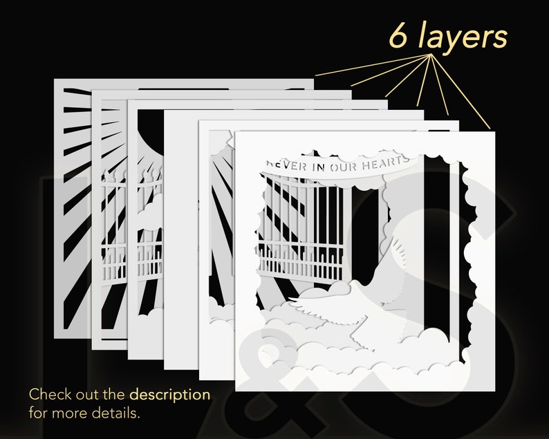 Layered Memorial Shadow Box Svg Cricut Memorial Light Box Svg | Etsy