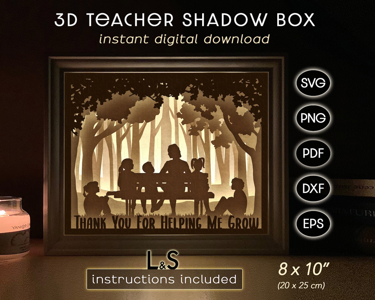 Teacher Shadow Box Template, 3D Light Box Template, Teacher Shadowbox ...