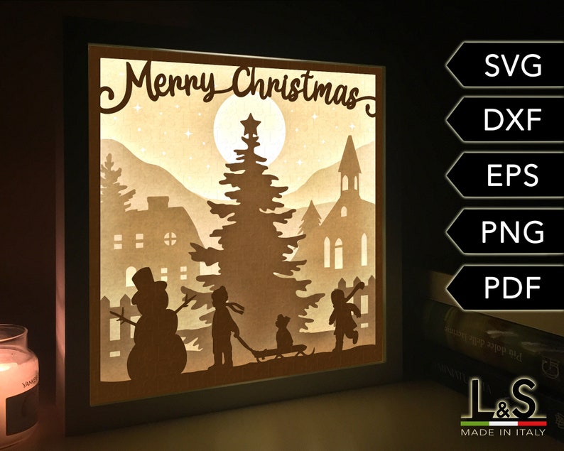 Merry Christmas Shadow Box Svg Files Light Box Template - Etsy