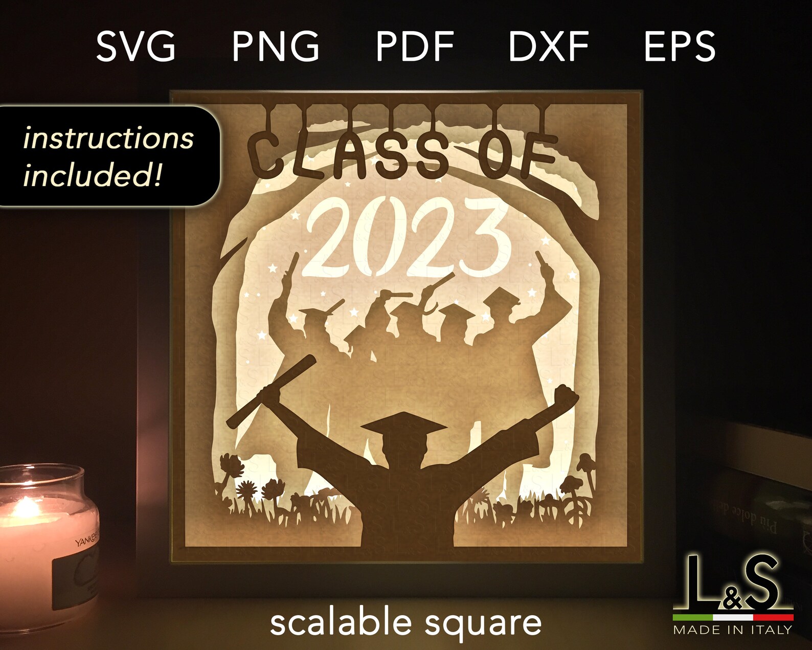 Graduation Shadow Box Template 3D Light Box Svg Lighted - Etsy