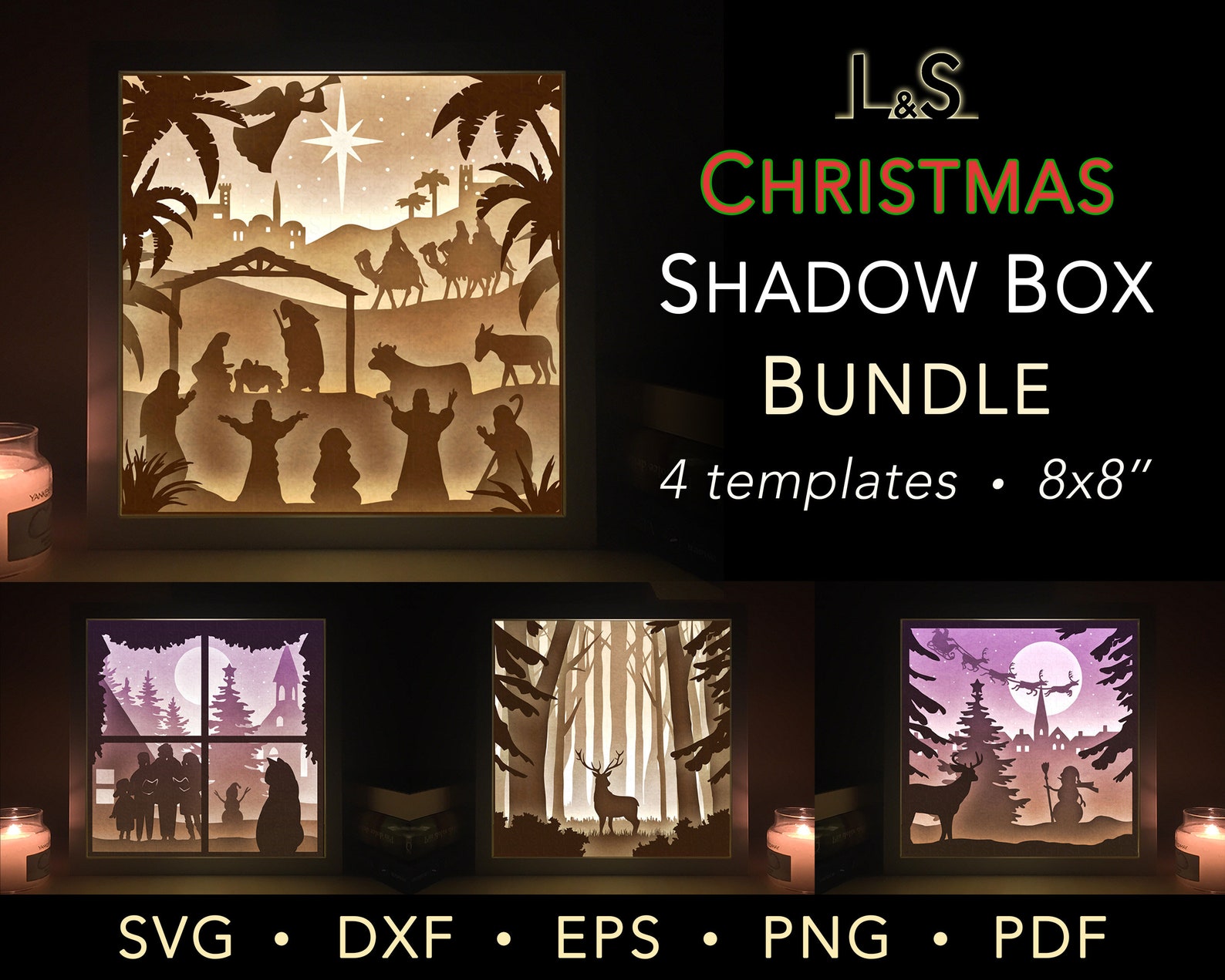 Christmas Shadow Box Svg Bundle Shadow Box Designs Christmas - Etsy