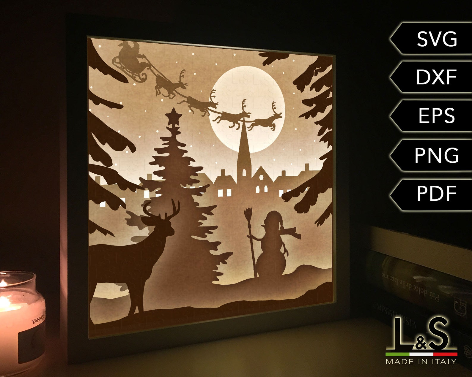 Layered Christmas Shadow Box Svg Files, 3D Christmas Light Box Svg ...
