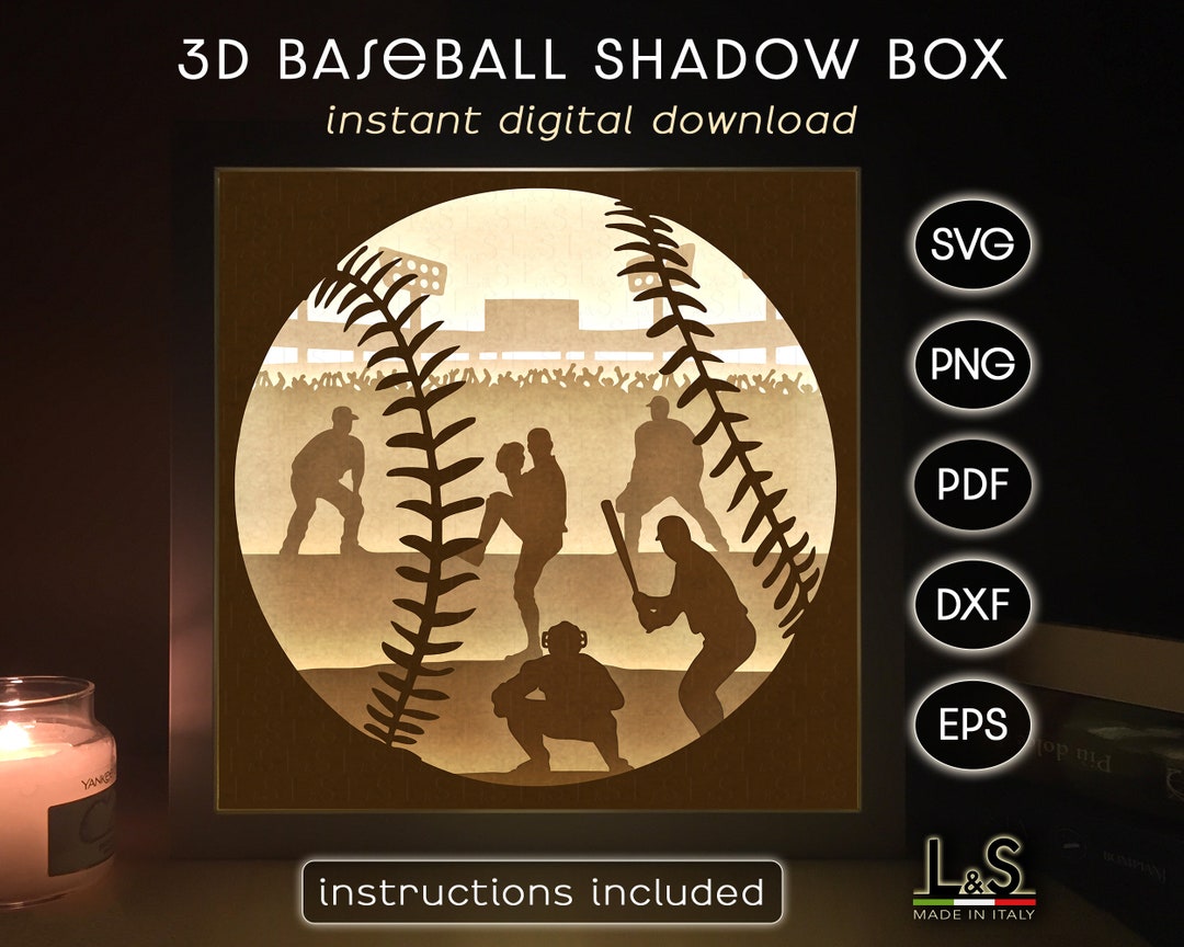 3D Layered Baseball Shadow Box Svg, Lighted Shadow Box Template, 3D ...