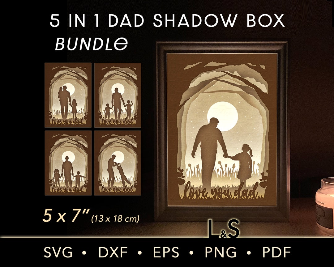 Dad and Kids Shadow Box Template 5 in 1 Light Box for - Etsy UK