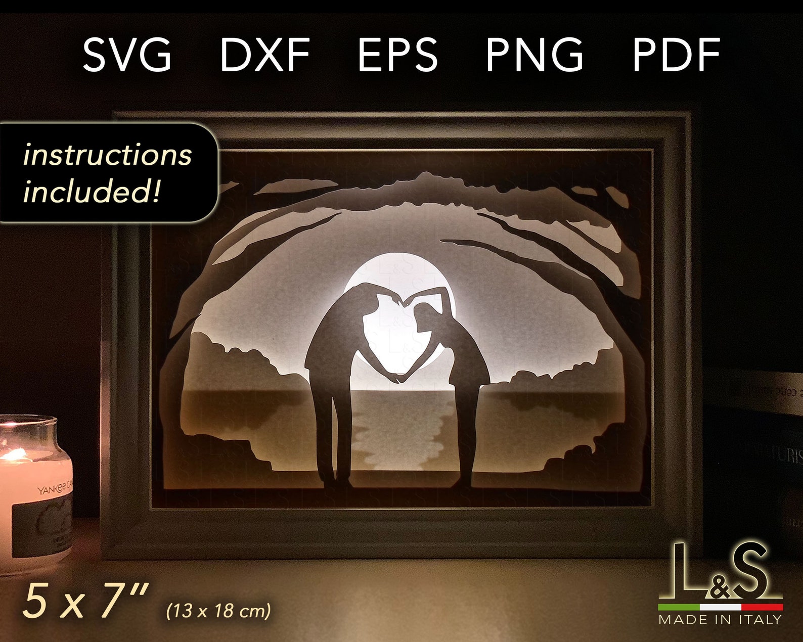 Couple Shadow Box Svg Beach 3D Layered Paper Art Love Light - Etsy