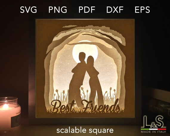 Best Friends Shadow Box Svg Files Friends Layered Shadow Box | Etsy