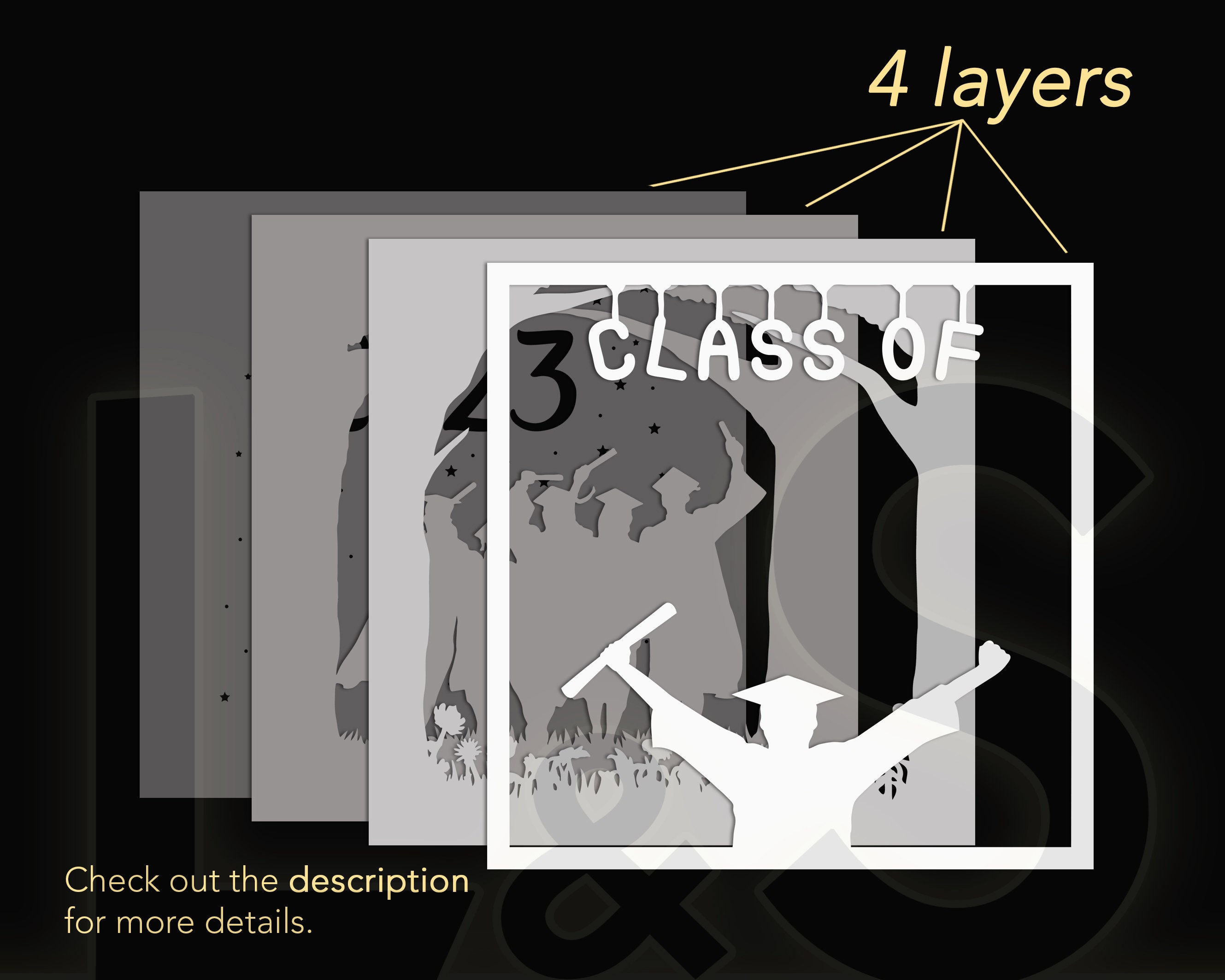 Graduation Shadow Box Template 3D Light Box Svg Lighted - Etsy