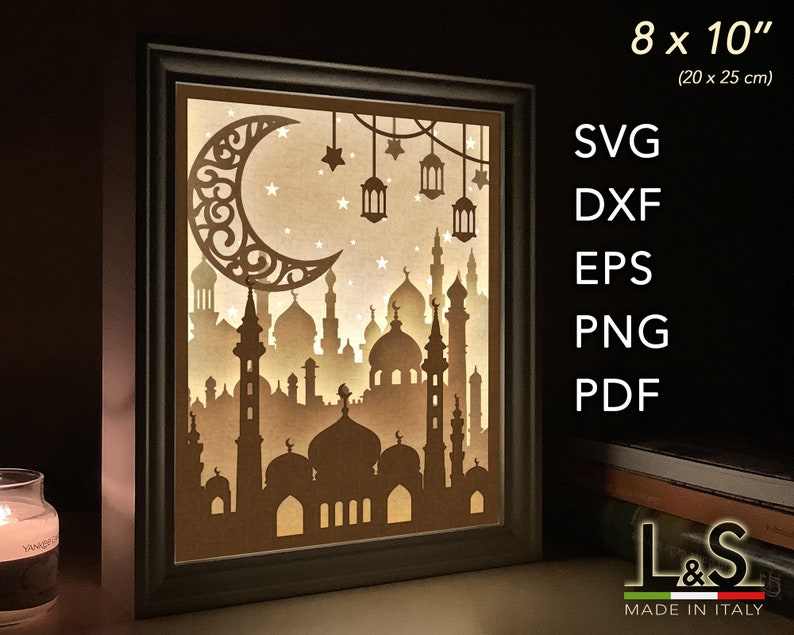 Ramadan Shadow Box Svg Cricut, Islamic Shadowbox Art, 3D Lightbox Svg ...
