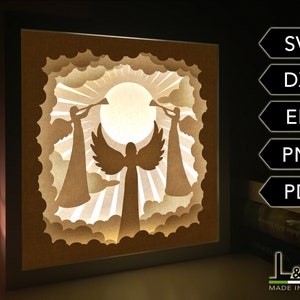 Angel Shadow Box Svg Files for Cricut, Memorial Shadowbox Svg, Heaven ...