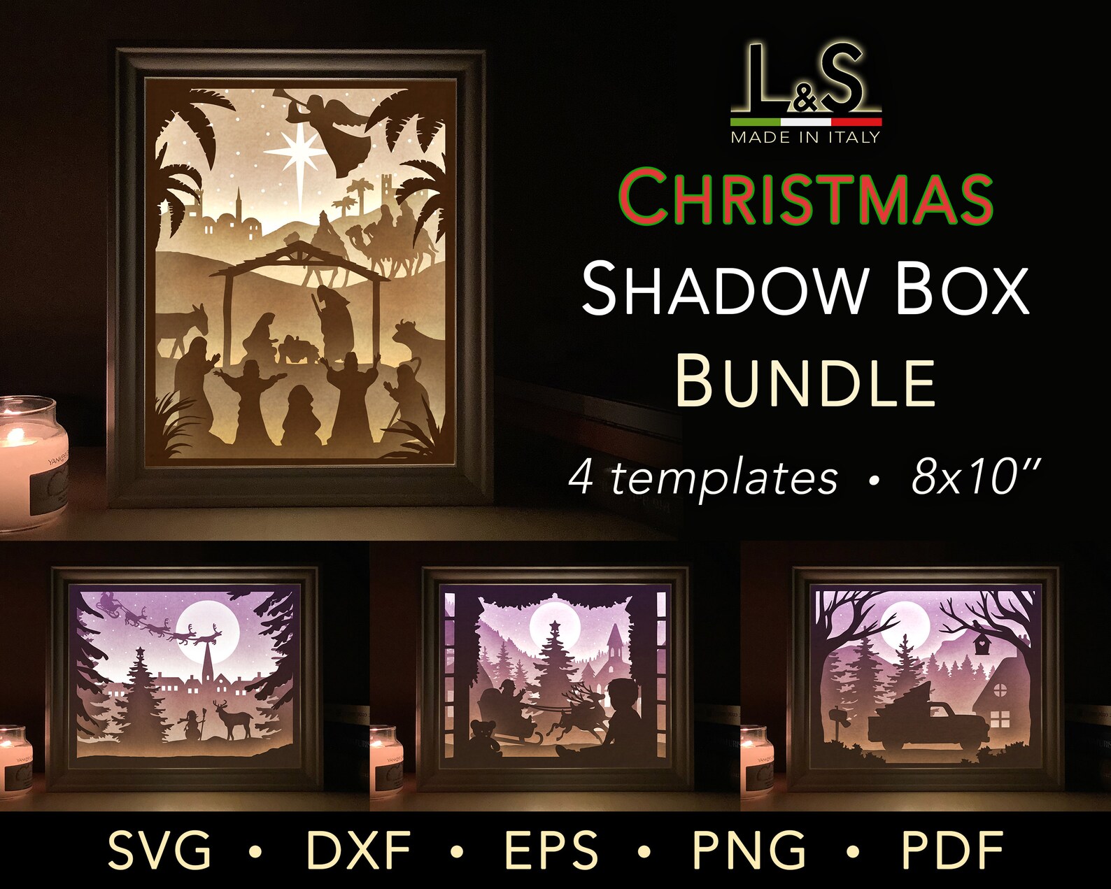 Christmas Shadow Box Svg Bundle Christmas Light Box Svg - Etsy