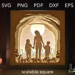 Mom Shadow Box Svg Bundle, Papercut Light Box Template, Layered Shadow ...