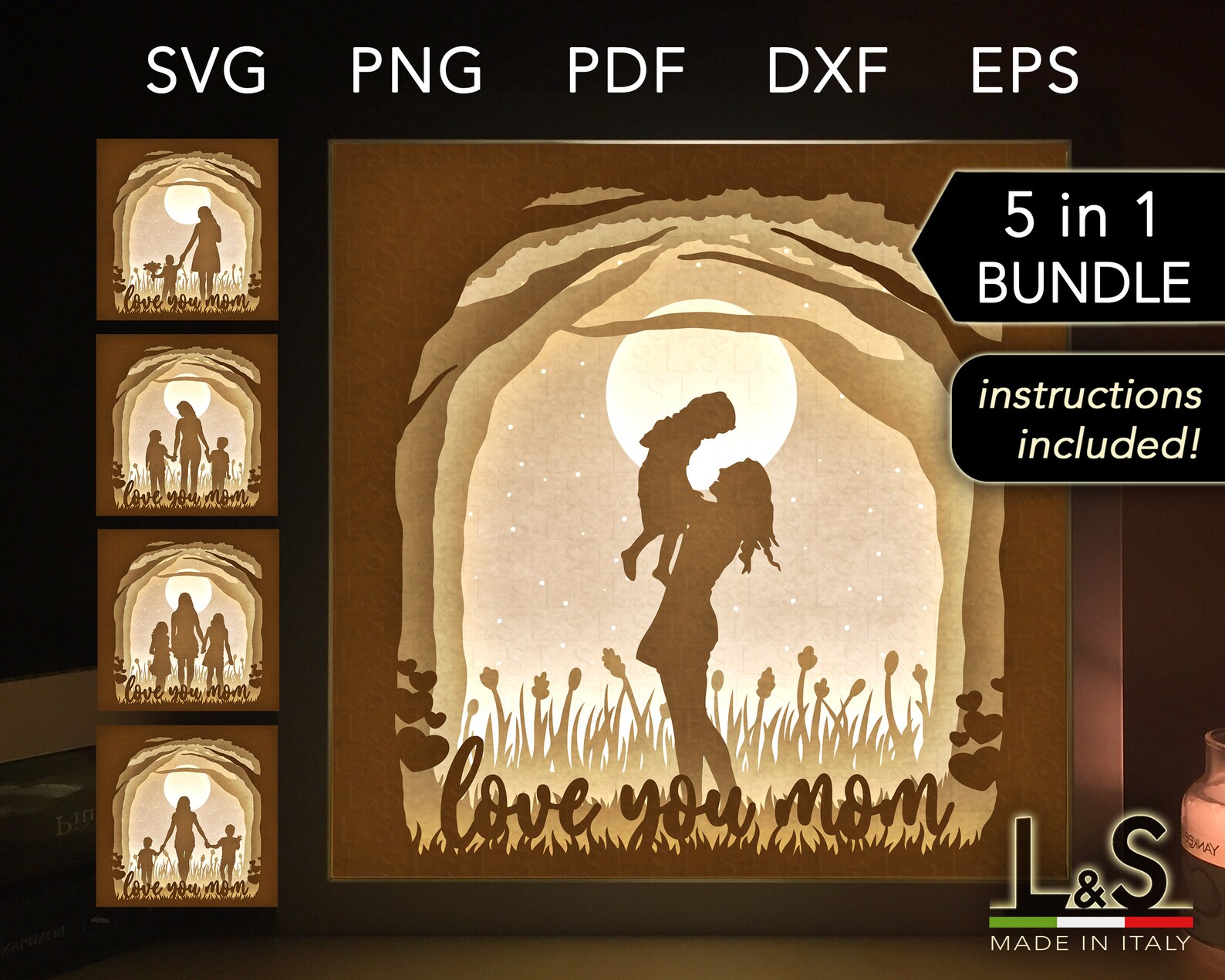 Mom Shadow Box Svg Bundle Papercut Light Box Template - Etsy