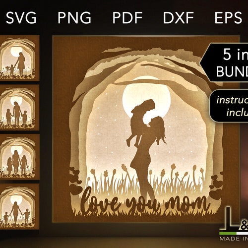 Mom Shadow Box Svg Bundle Papercut Light Box Template - Etsy