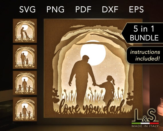 Dad and Kids Shadow Box Template 5 in 1 Light Box for - Etsy