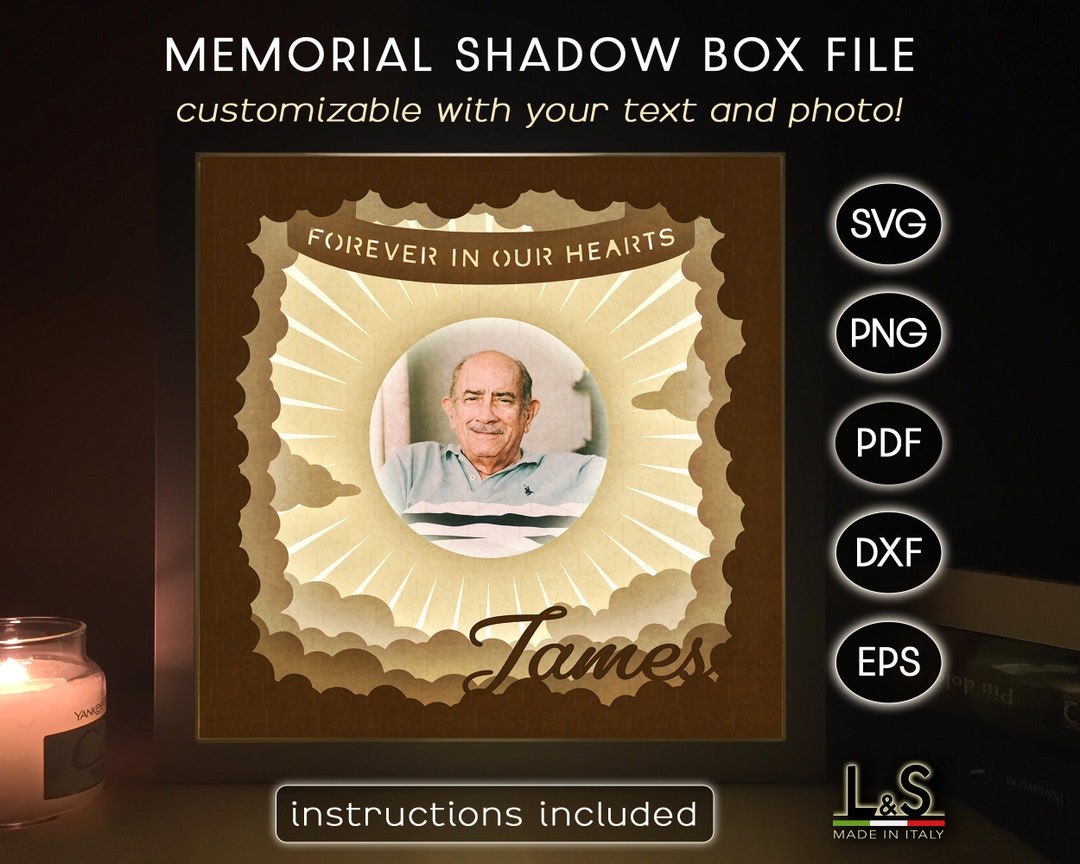 Customizable Memorial Shadow Box Svg Cricut, Photo Shadowbox Svg, Paper ...