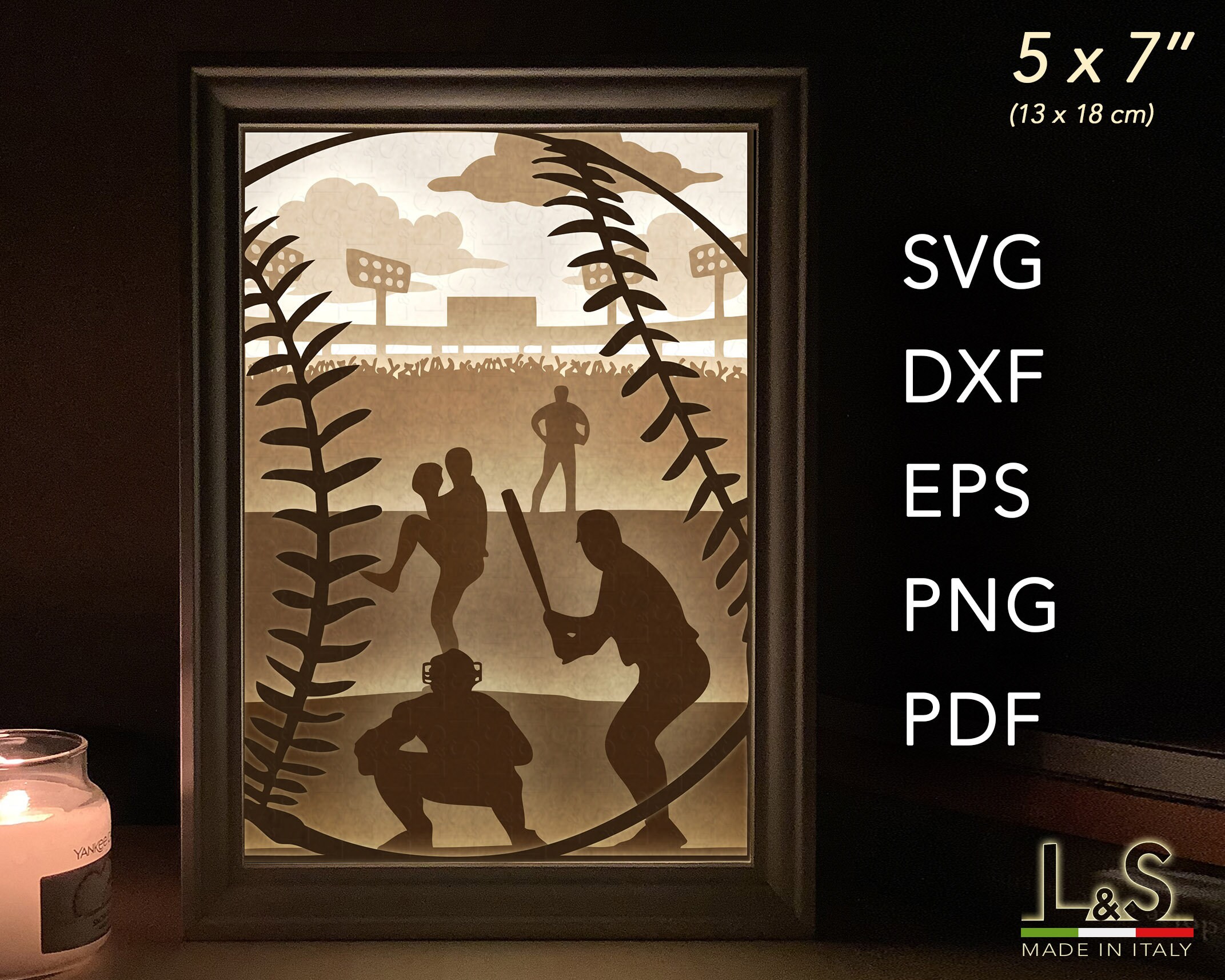 Baseball shadow box template 3D layered baseball svg light | Etsy