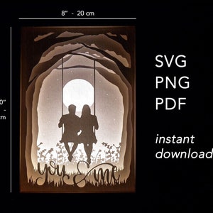 Love Shadow Box Template Anniversary Shadow Box svg Couple | Etsy