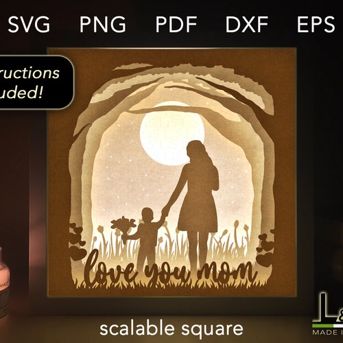 3D Layered Mom Shadowbox Svg Mom Light Box Svg Layered - Etsy