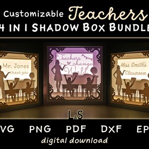 Customizable Teacher Shadow Box Svg Bundle Papercut Lightbox - Etsy