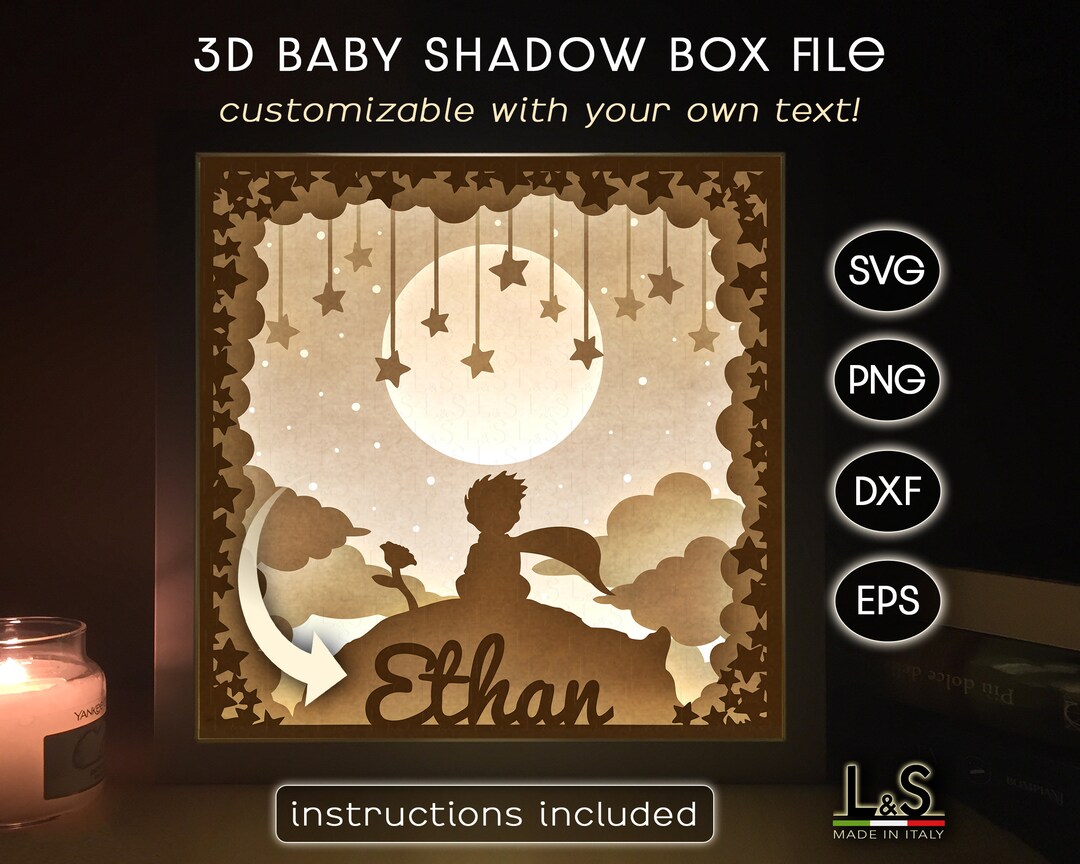 Customizable Baby Shadow Box Svg File for Cricut, 3D Light Box Svg ...