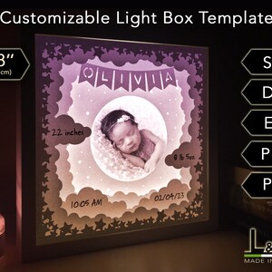 Customizable New Baby Shadow Box Svg Cricut, Newborn Shadowbox Template ...