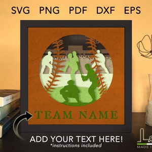 Customizable Baseball Shadow Box Svg Cricut, Sports Shadowbox Art, 3D ...