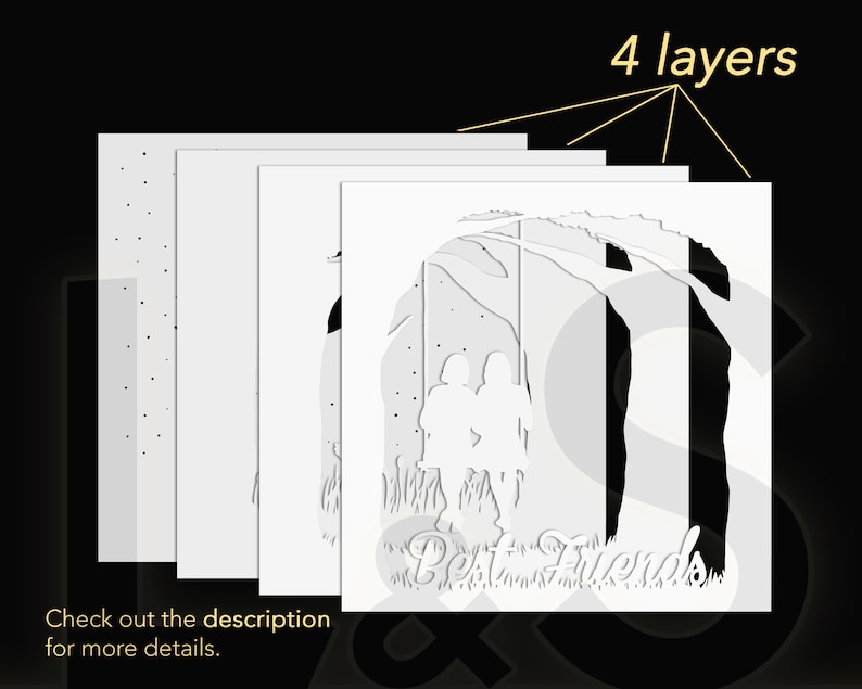 Best Friends Shadow Box Svg Friendship Shadow Box Template | Etsy