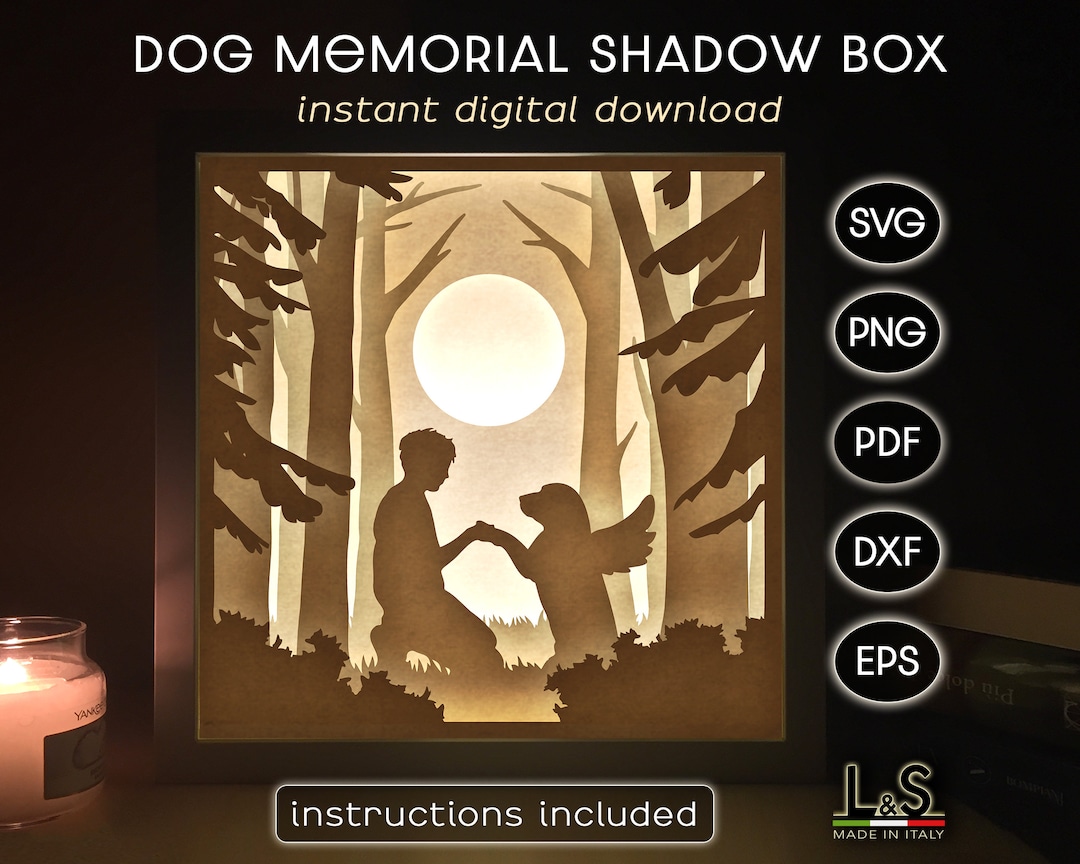 Dog Memorial Shadow Box Svg Cricut, Dog Dad Svg, 3D Lightbox Svg, Dog ...