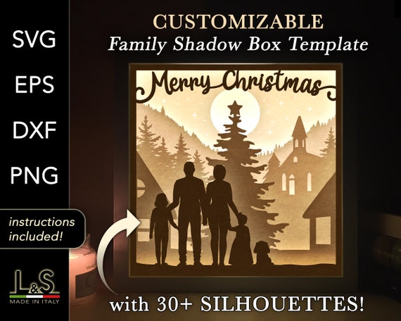 Christmas Family Shadow Box Svg Customizable Family Portrait - Etsy